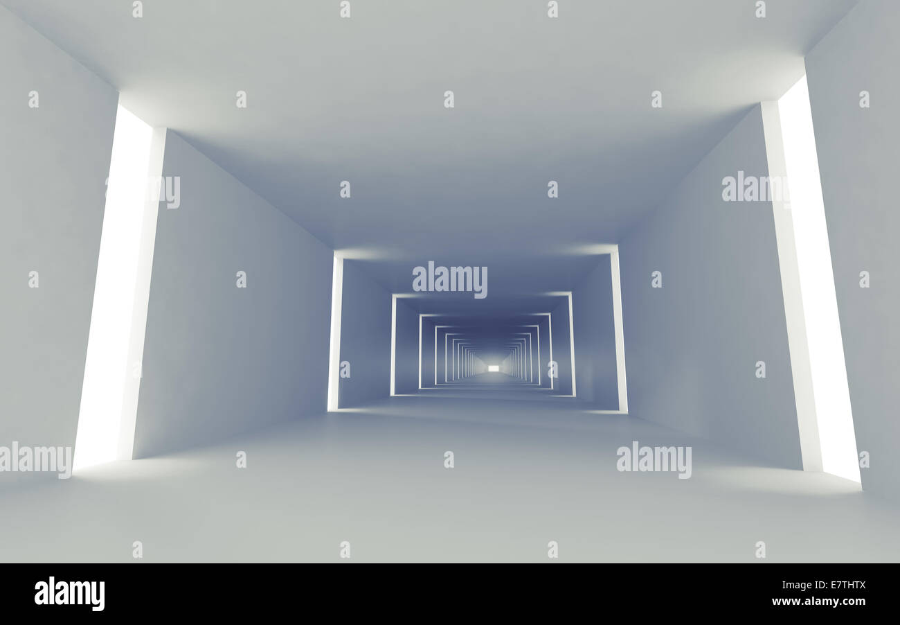Abstract empty 3d interior background with corridor perspective and ...