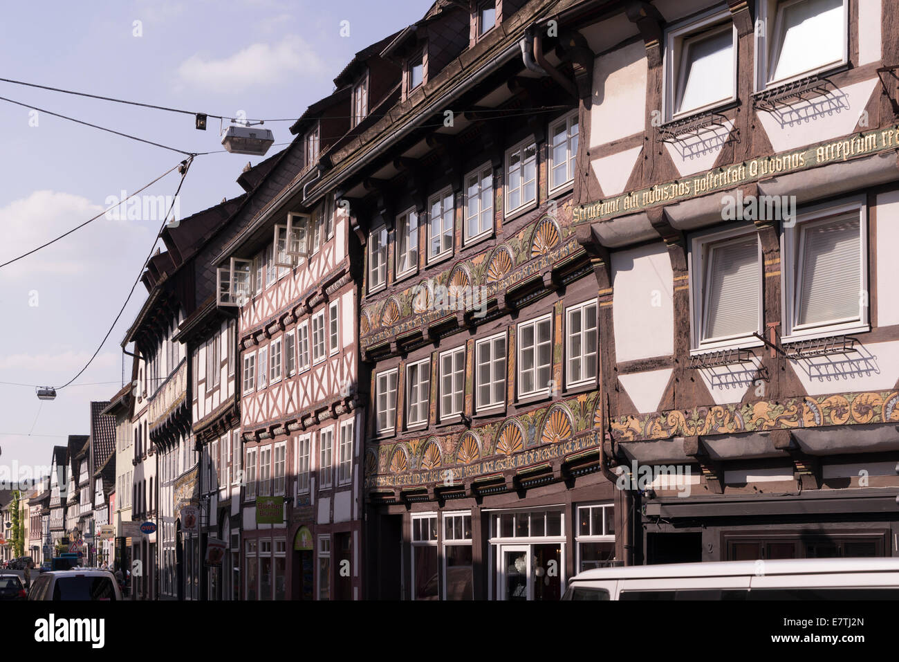 traditional German frame houses in the old town of Hoexter Stock Photo ...