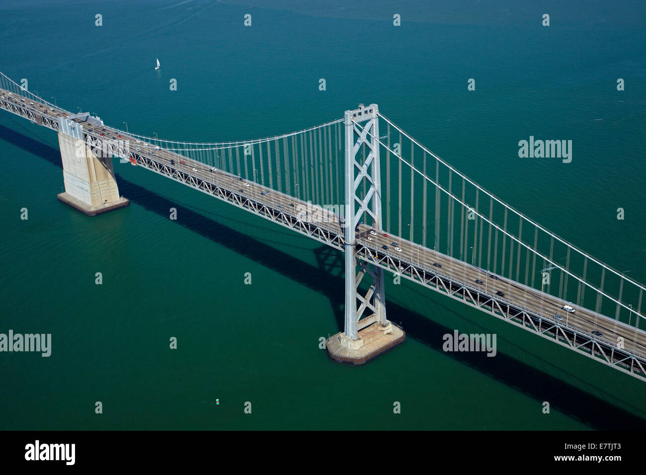 Traffic on San Francisco–Oakland Bay Bridge (Bay Bridge), San Francisco ...