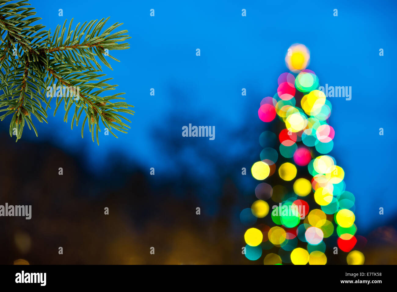 a color unfocused christmas tree at night Stock Photo - Alamy