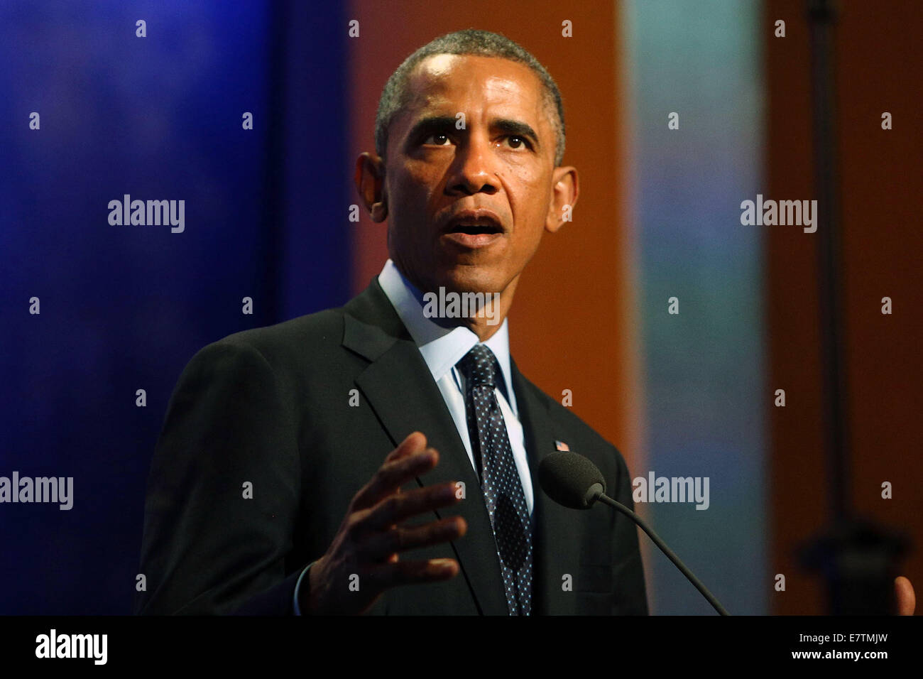 New York, USA. 23rd September, 2014. U.S. President Barack Obama, who ...