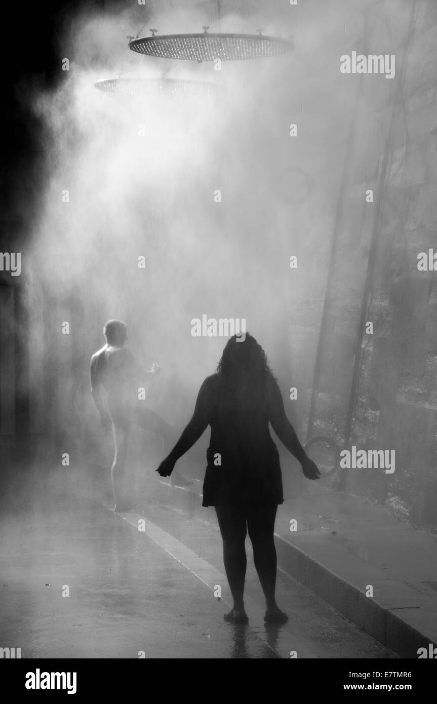 Man and woman in the shadows of a mist Stock Photo - Alamy