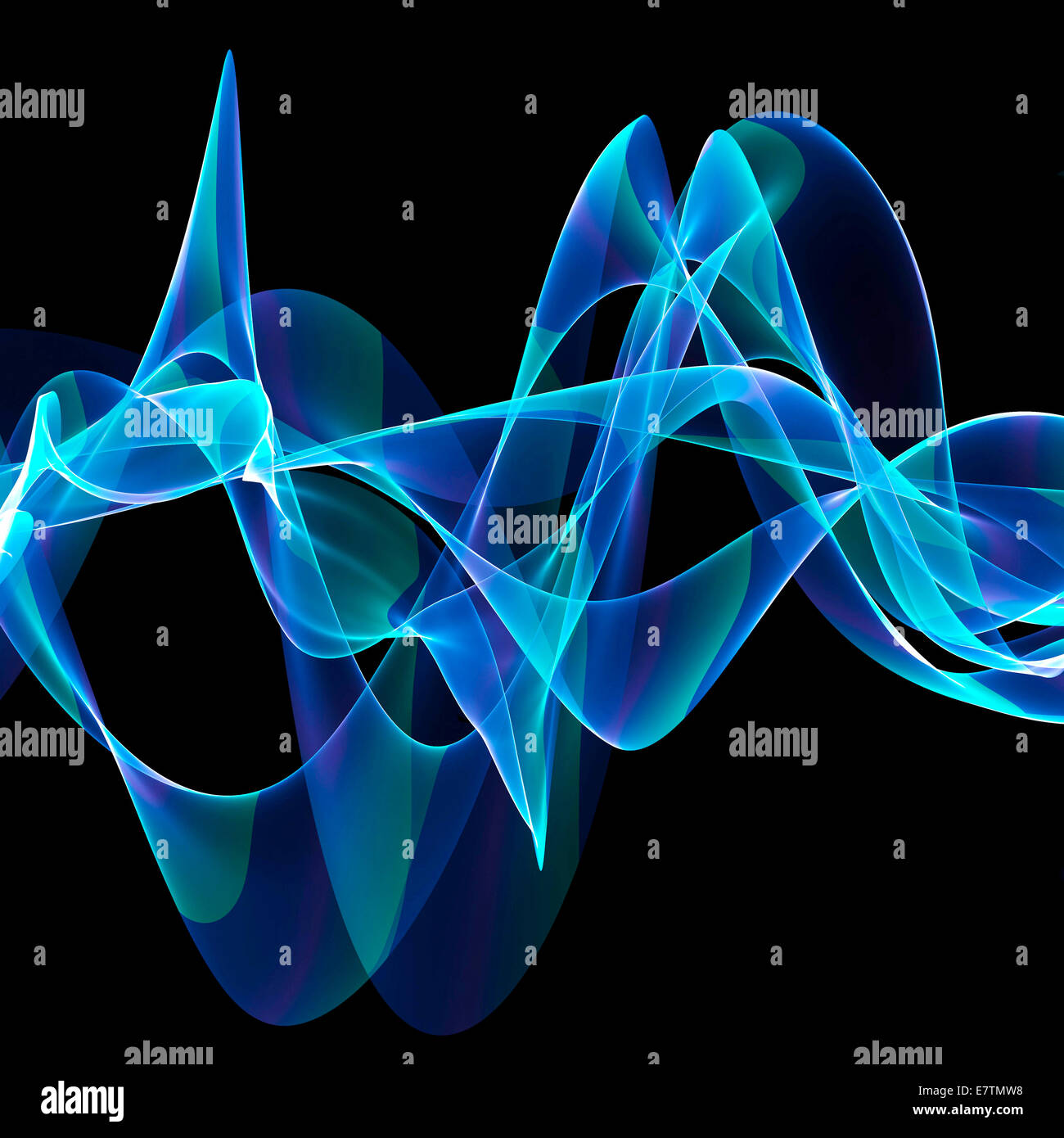 Blue abstract patterns against black background, computer artwork Stock ...