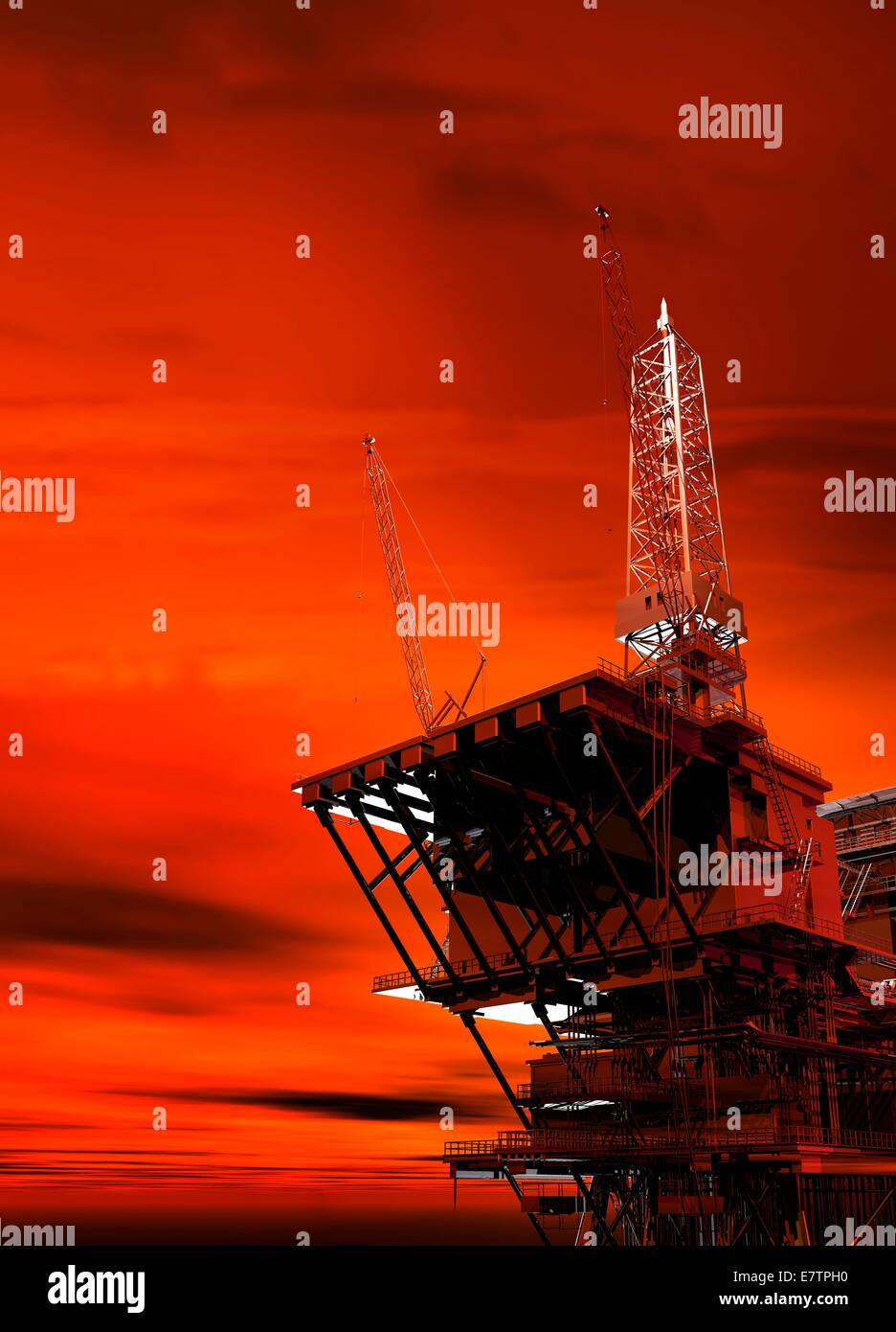 Oil rig, computer artwork Stock Photo - Alamy