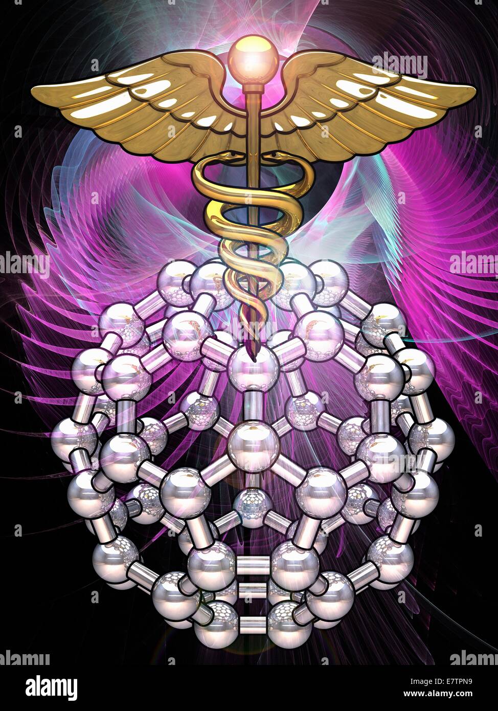 Medical symbol and molecular model, computer artwork Stock Photo - Alamy