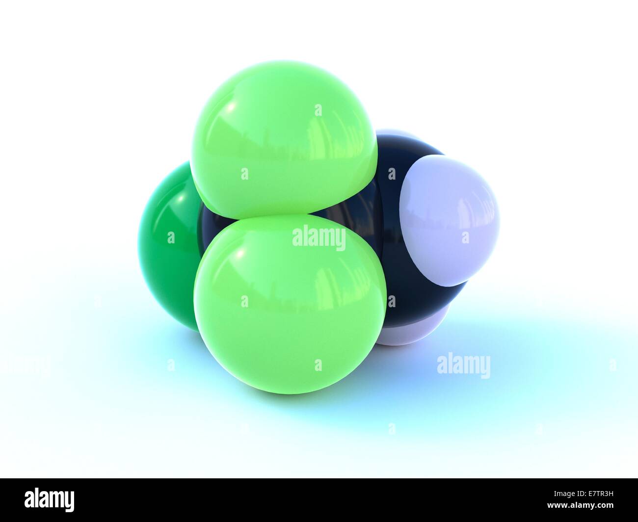 Molecular structure of hydrochlorofluorocarbon 142b, computer artwork ...