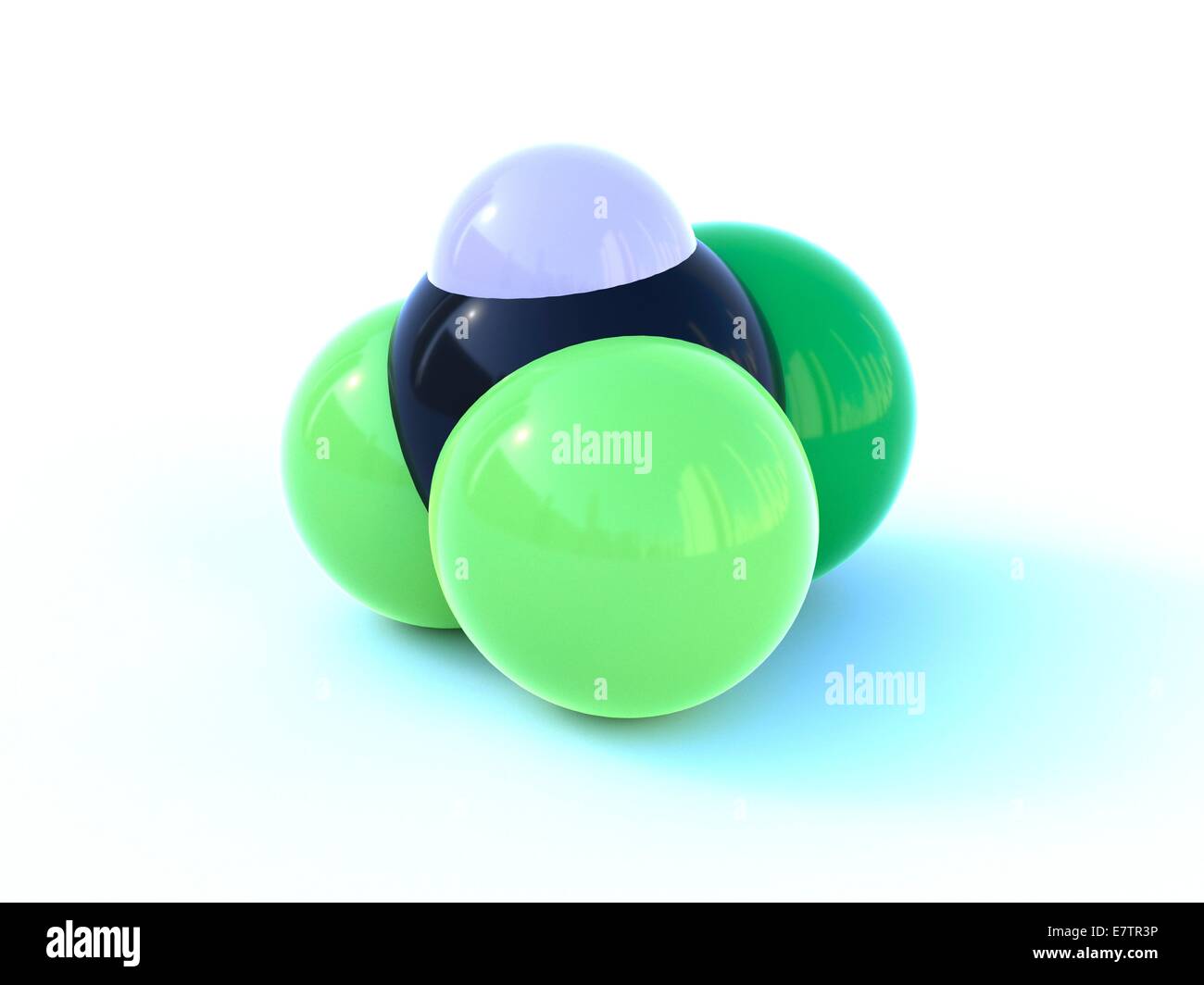 Molecular structure of hydrochlorofluorocarbon 22, computer artwork ...