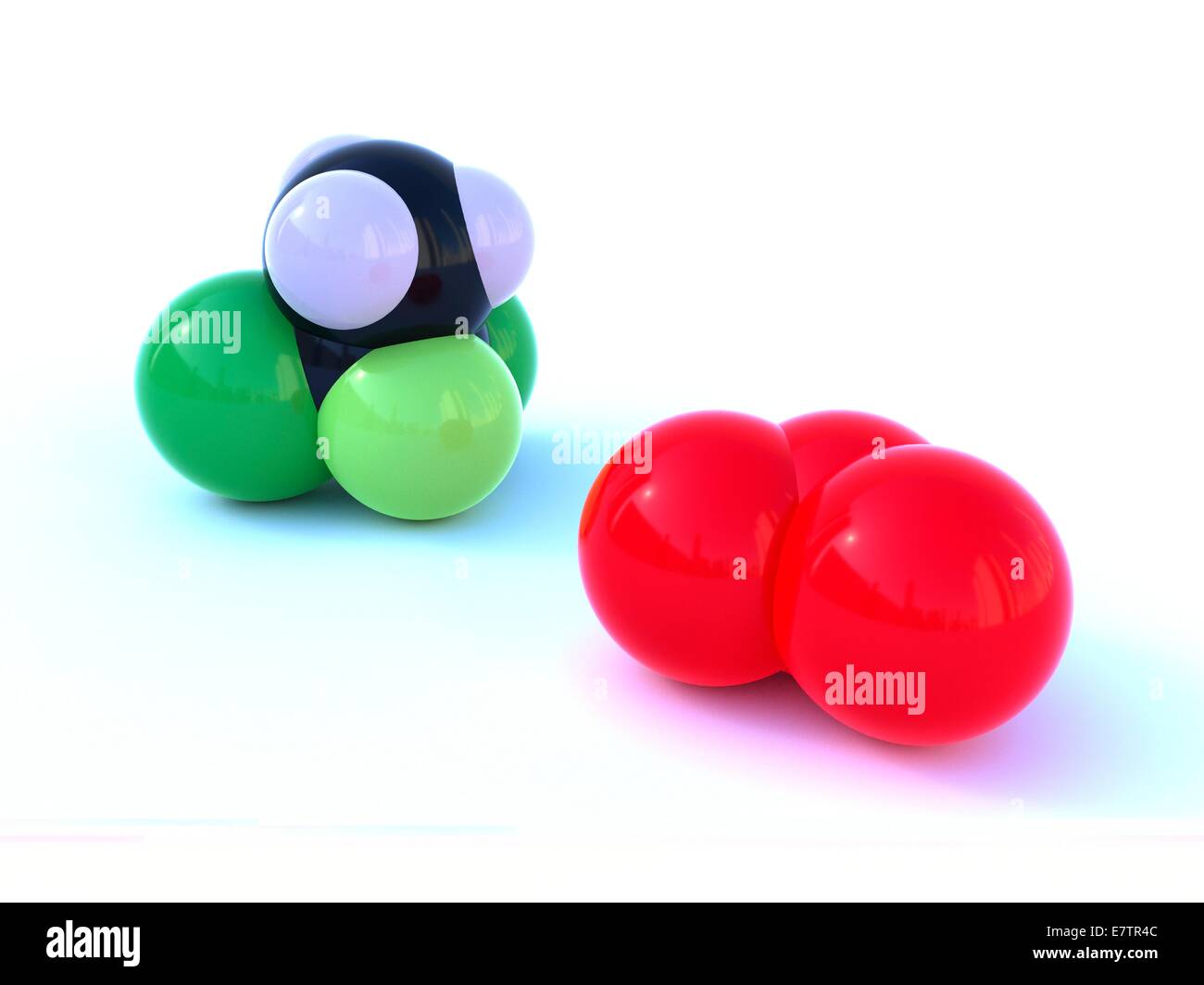 Molecular structure of hydrochlorofluorocarbon 141b and ozone, computer ...