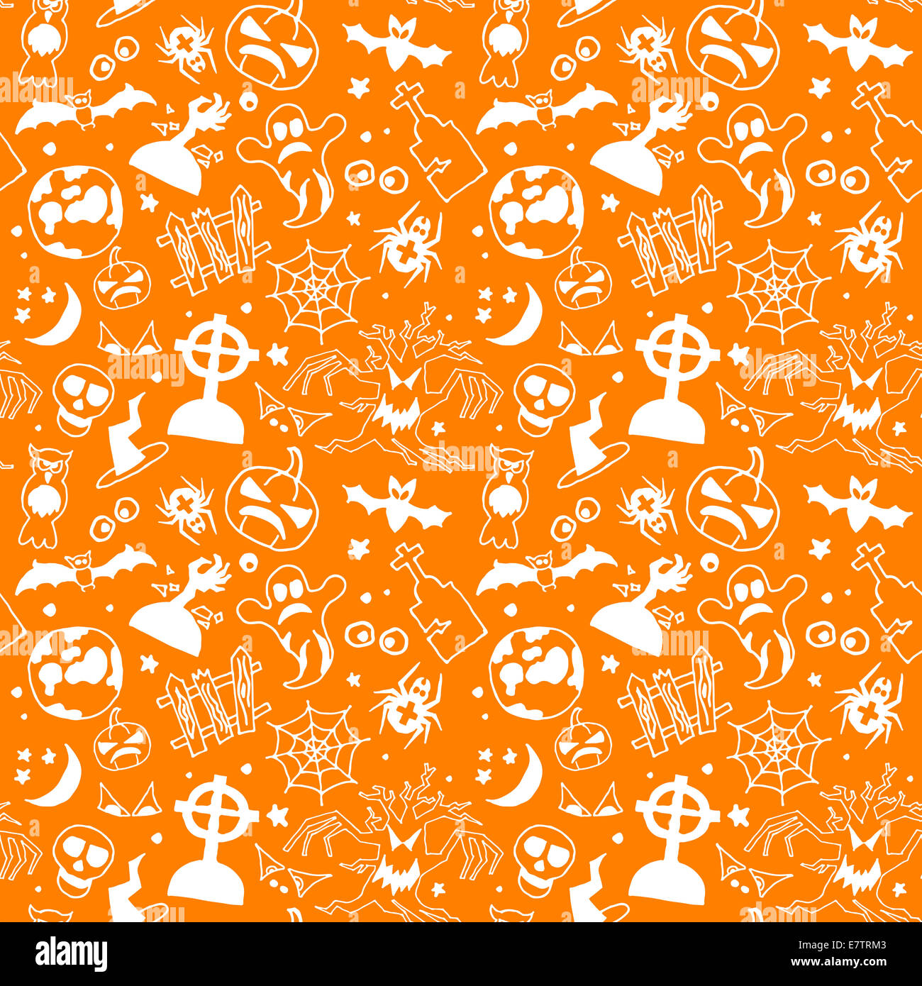 Halloween seamless pattern with bats, ghost and pumpkin, illustration ...