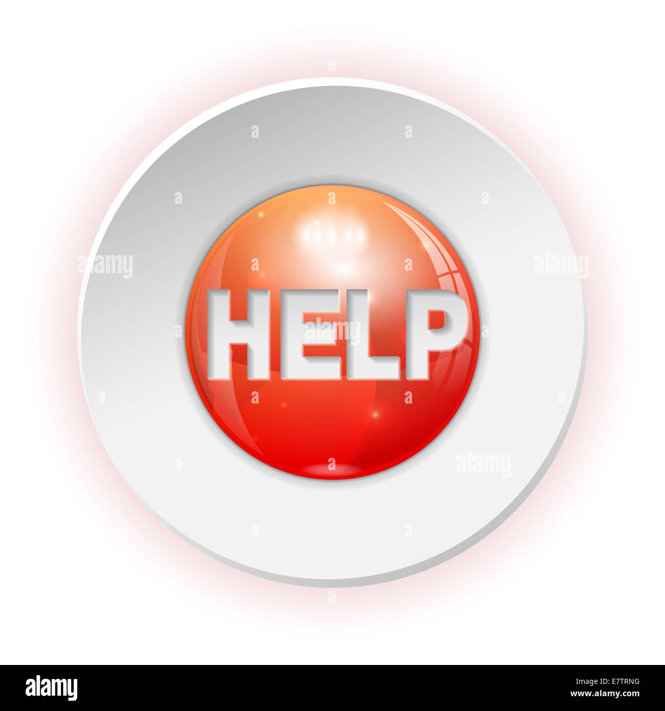 Red Help Button, on white background Stock Photo - Alamy