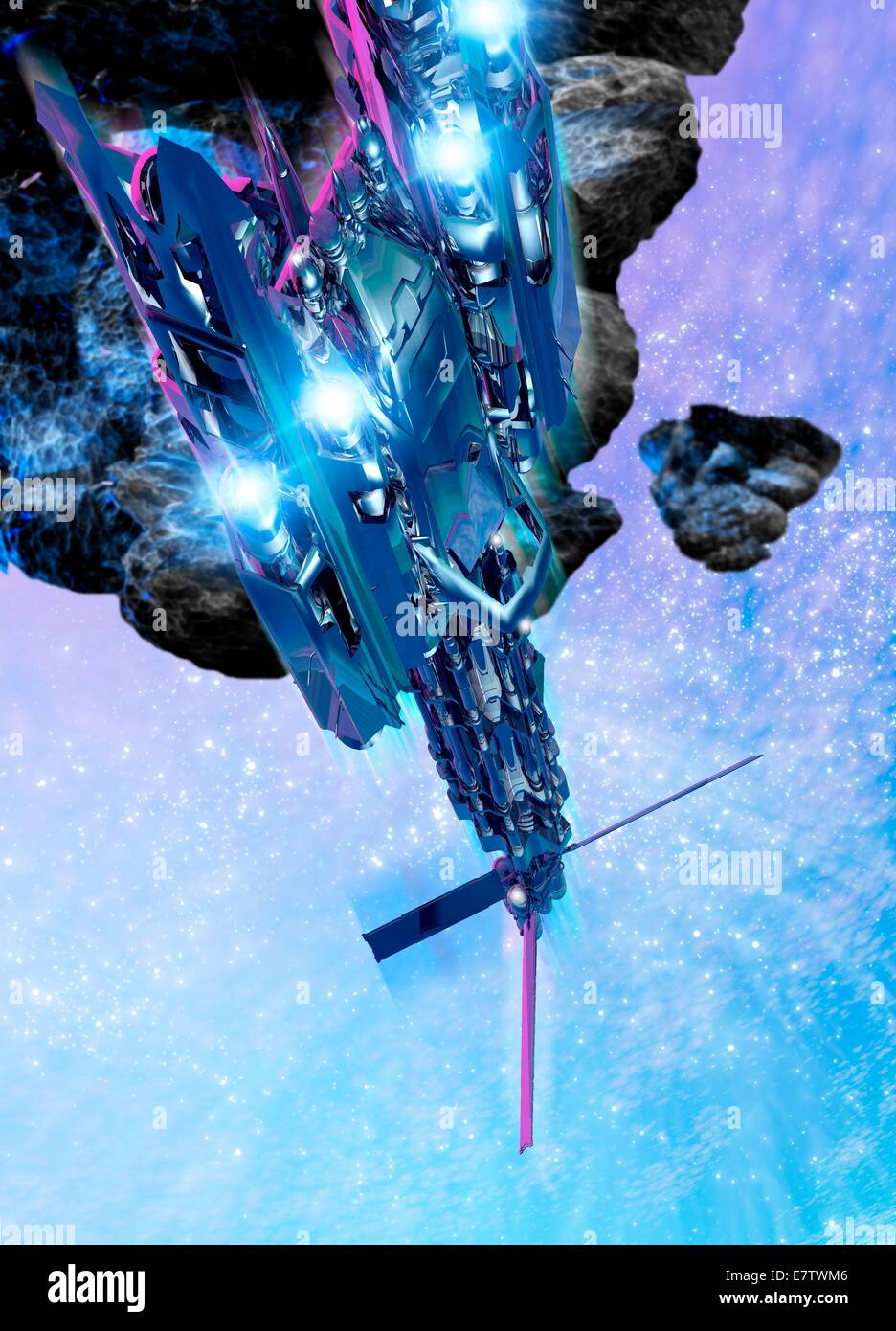 Space above an asteroid, computer artwork Stock Photo - Alamy