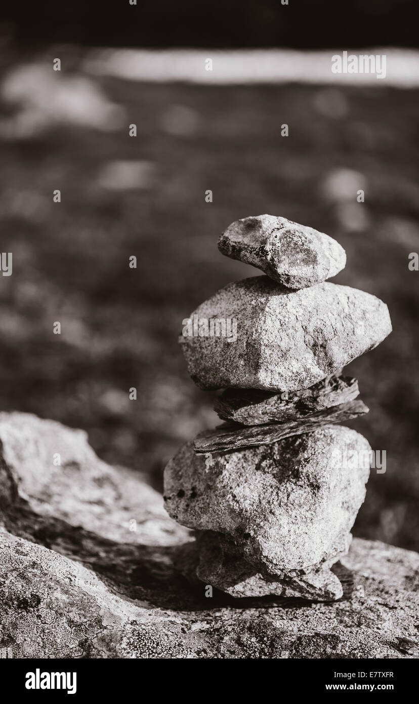 Stack Of Rocks Stones, On Blurred Background, On Norwegian Mountain ...