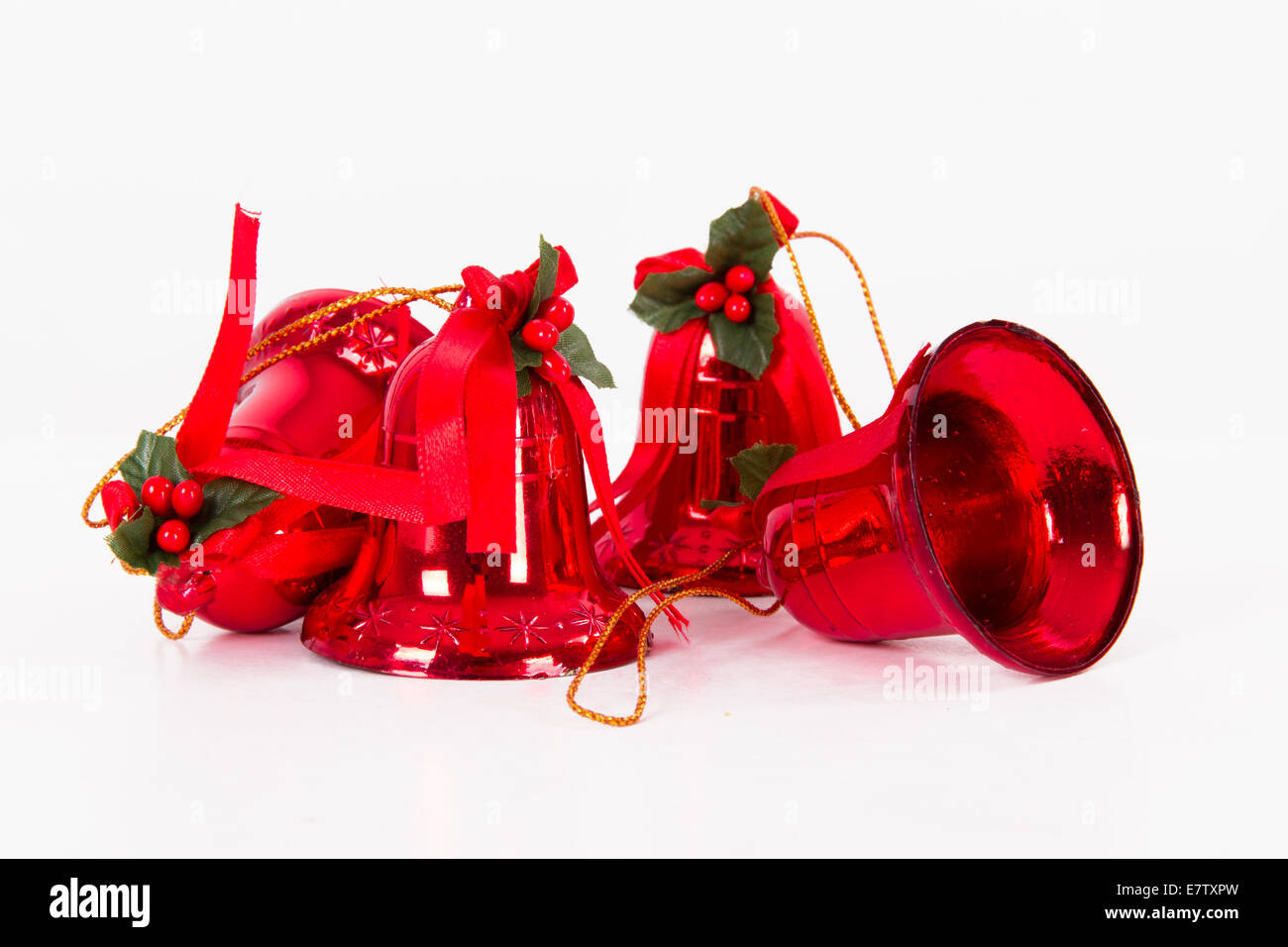 Christmas bells, red color, isolated on white background Stock Photo ...