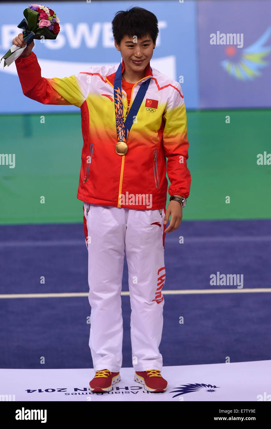 Incheon, South Korea. 24th Sep, 2014.Wang Cong of China poses on the ...