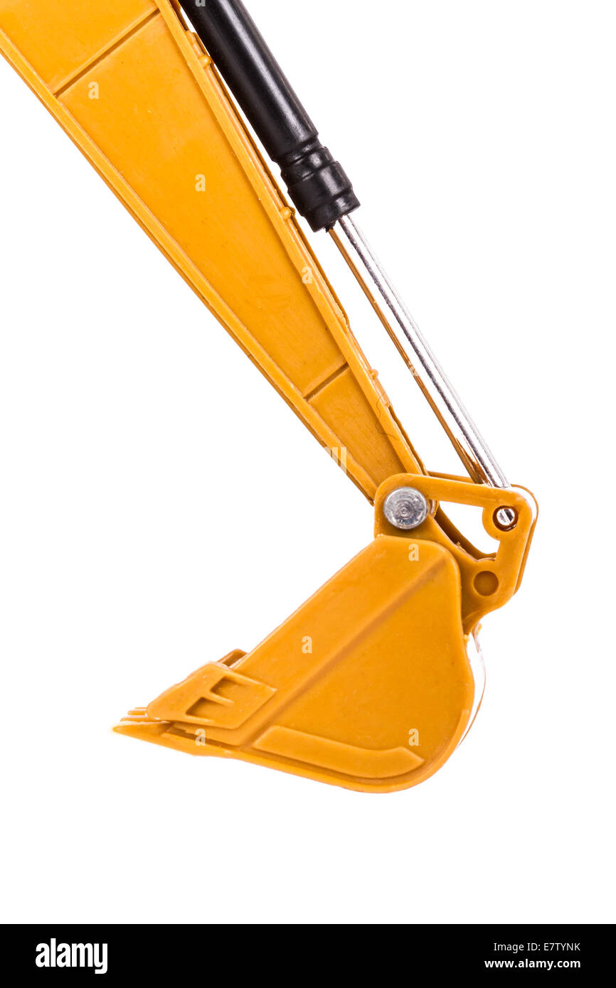 Construction machine, side view of excavator, isolated on white ...