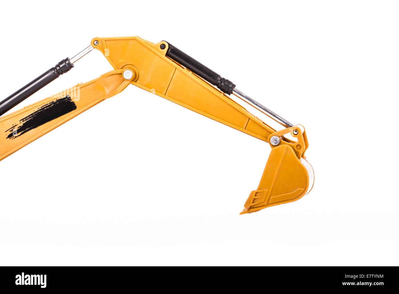 Construction machine, side view of excavator, isolated on white ...