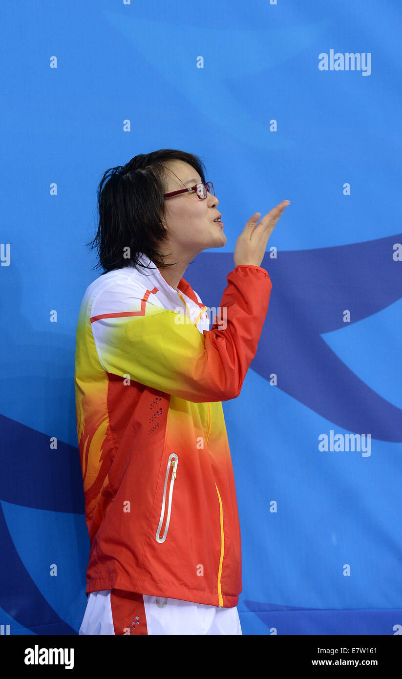 Incheon, South Korea. 24th Sep, 2014. Fu Yuanhui of China poses on the ...