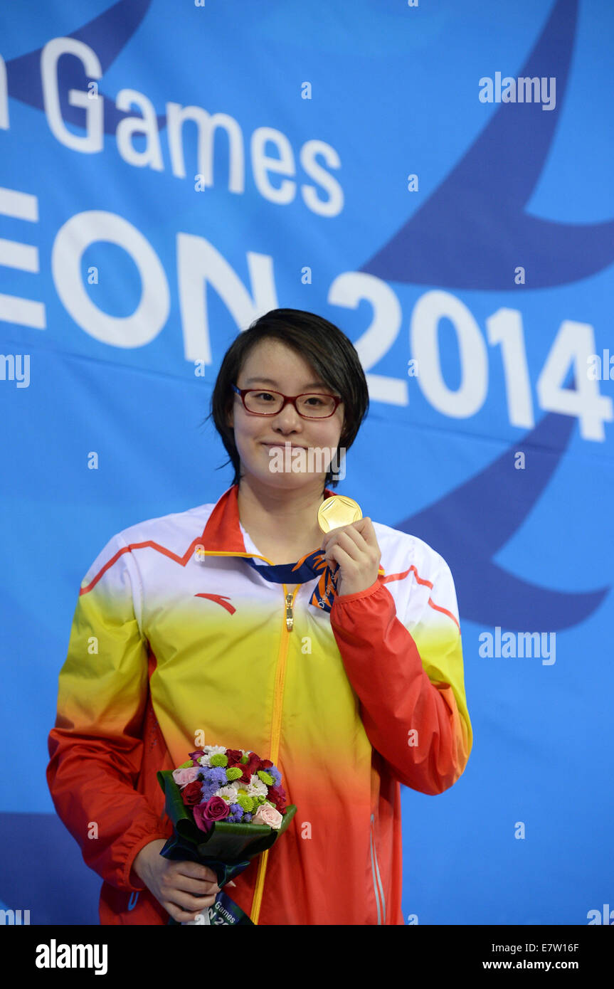 Incheon, South Korea. 24th Sep, 2014. Fu Yuanhui of China poses on the ...