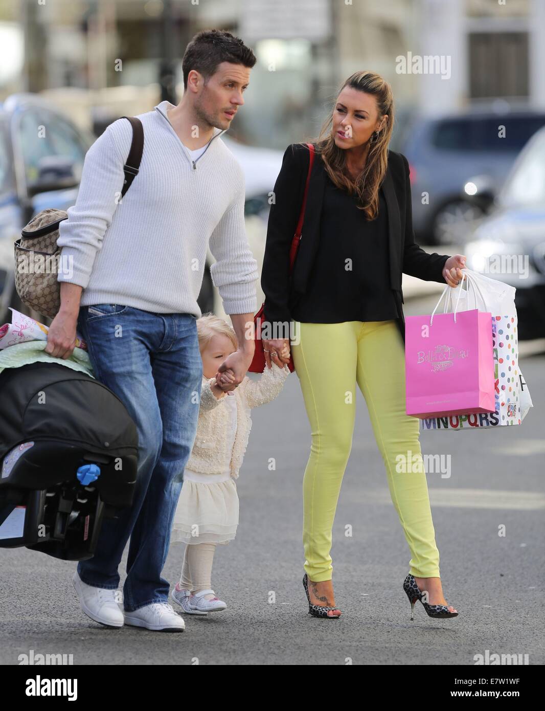 Michelle Heaton and Hugh Hanley arrive with their children Faith and ...