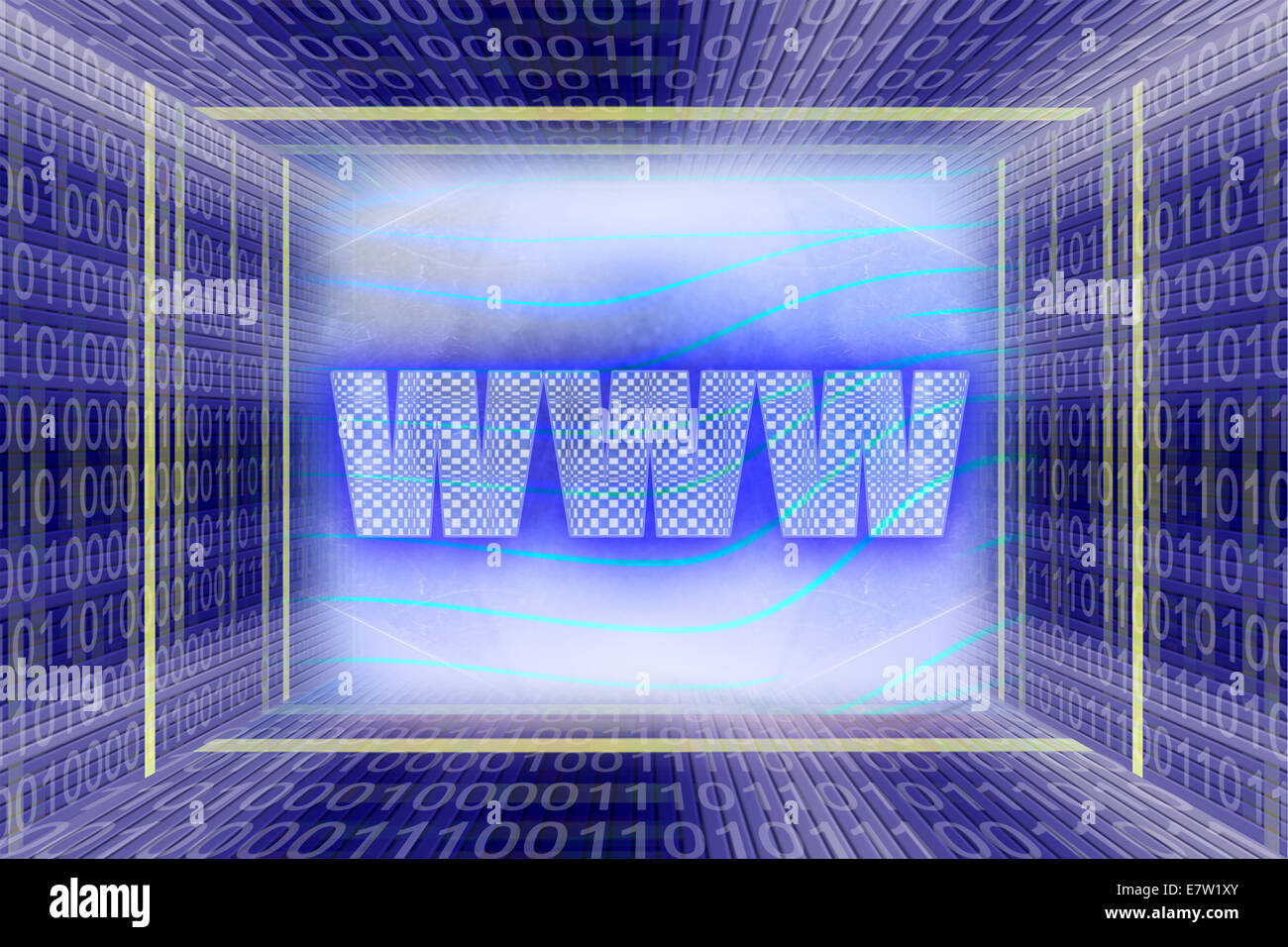 Binary code tunnel and world wide web conceptual illustration Stock ...