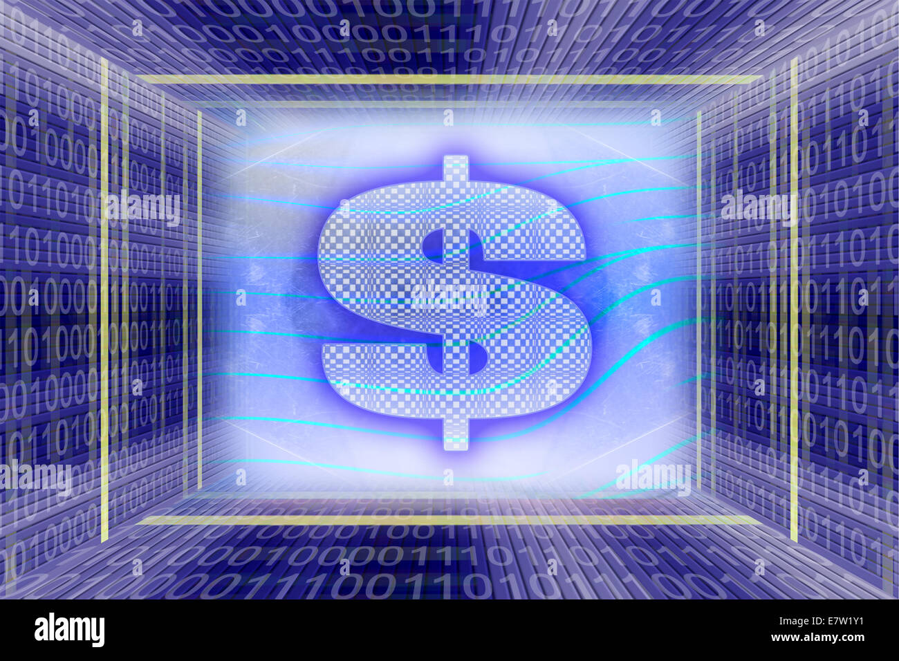 Binary code digital tunnel and money conceptual background Stock Photo ...