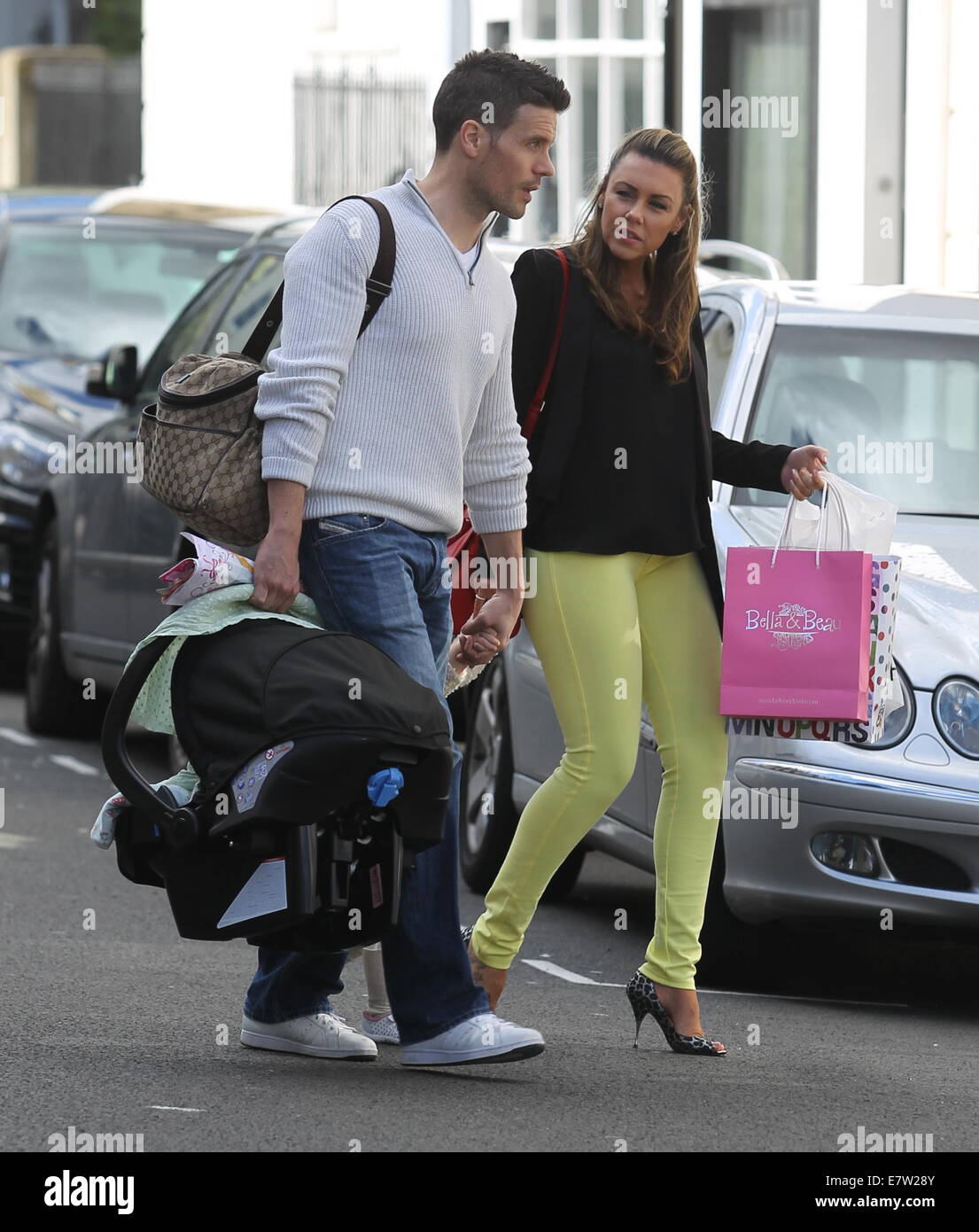 Michelle Heaton and Hugh Hanley arrive with their children Faith and ...