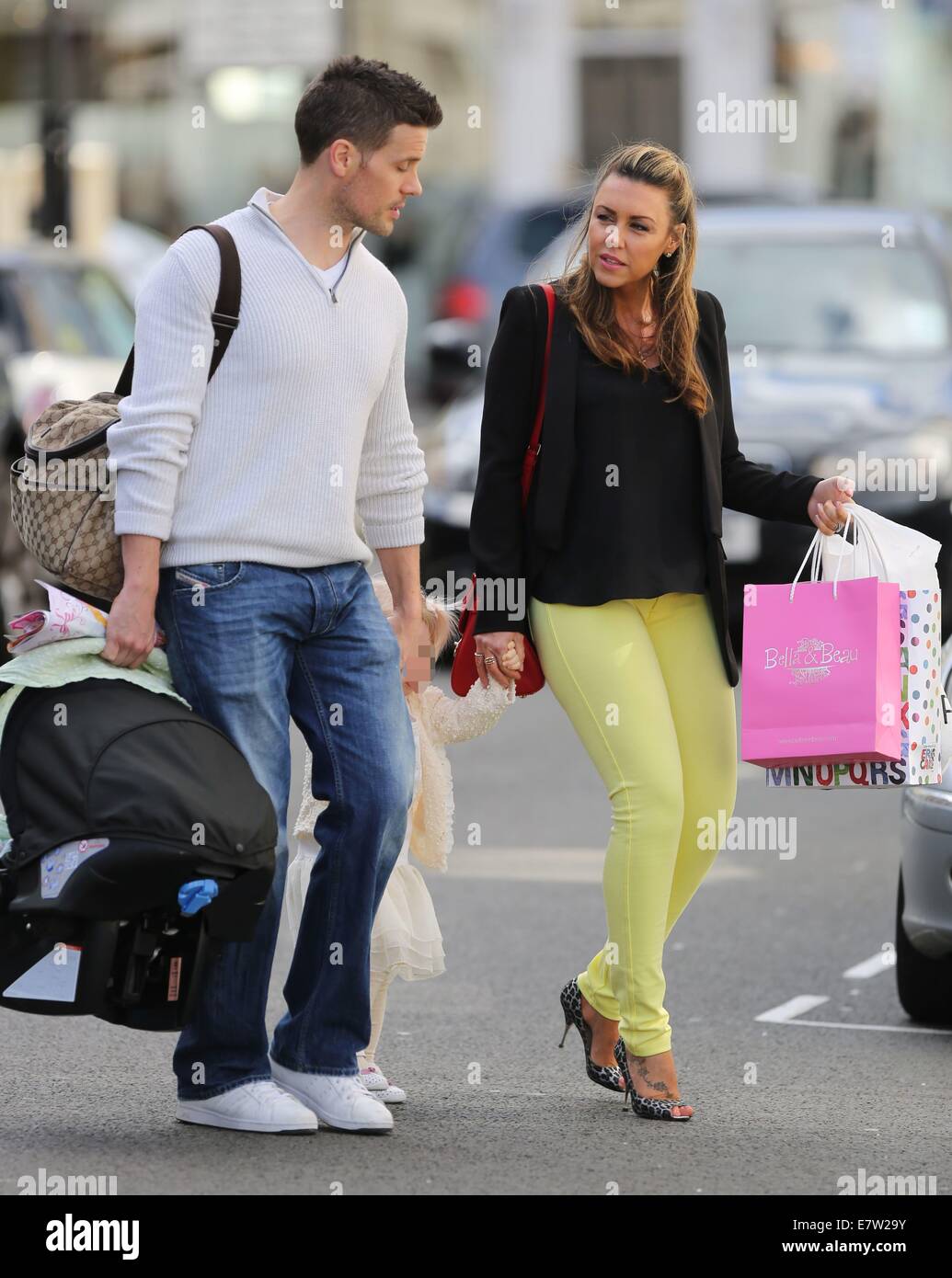 Michelle Heaton and Hugh Hanley arrive with their children Faith and ...