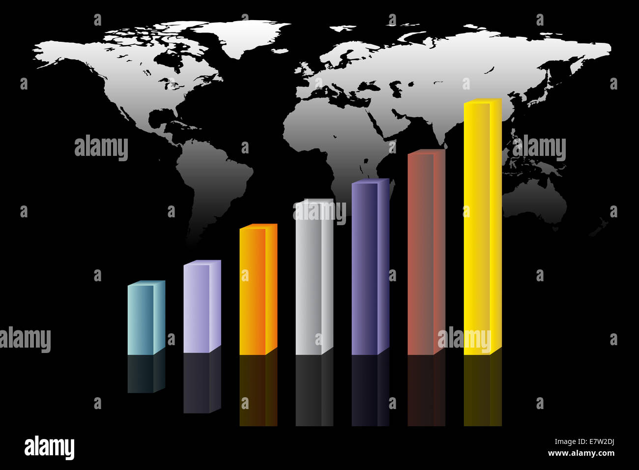 Color success business growth columns chart against world map Stock ...
