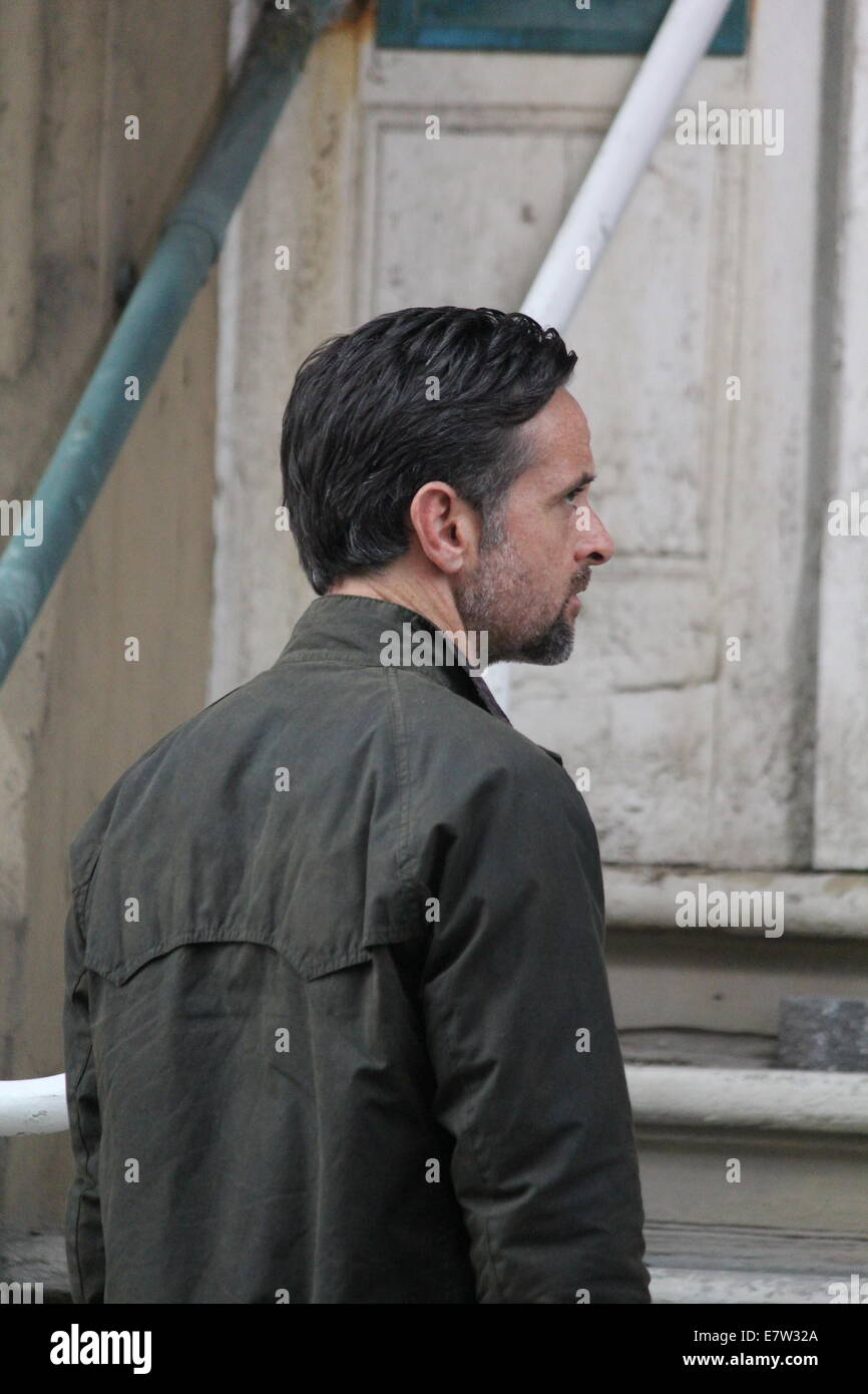 Richard Harrington "actor" filming Hinterland in Aberystwyth 2014 Stock ...