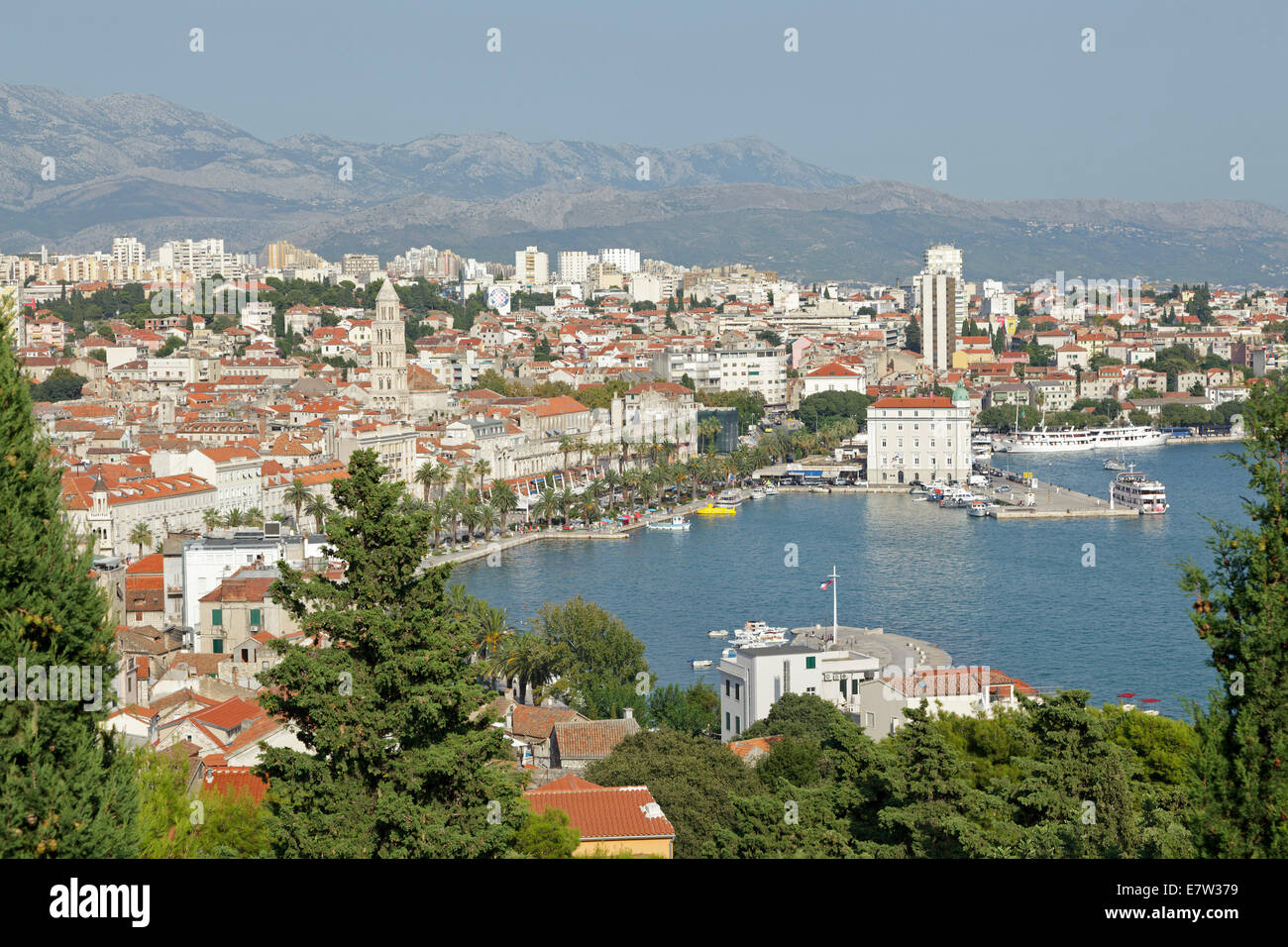 panoramic view of the city from Mount Marjan, Split, Dalmatia, Croatia ...
