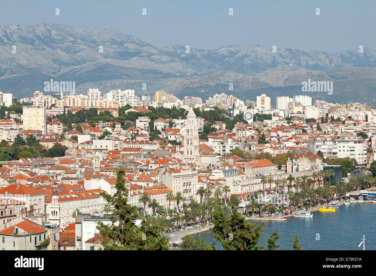 panoramic view of the city from Mount Marjan, Split, Dalmatia, Croatia ...