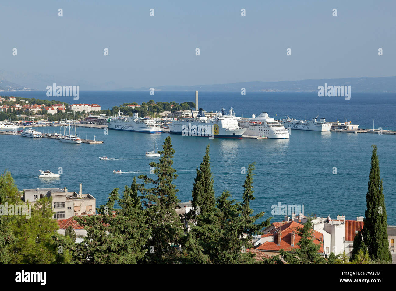 panoramic view of the city from Mount Marjan, Split, Dalmatia, Croatia ...