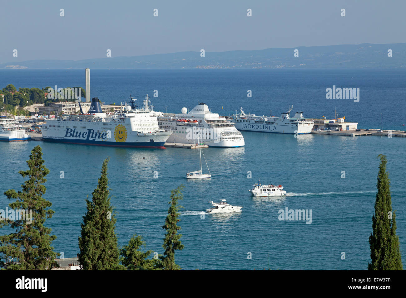 panoramic view of the city from Mount Marjan, Split, Dalmatia, Croatia ...