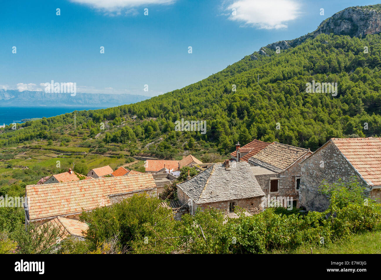 Gornje Pitve (Old or Upper Pitve) village on Hvar island, Croatia Stock ...