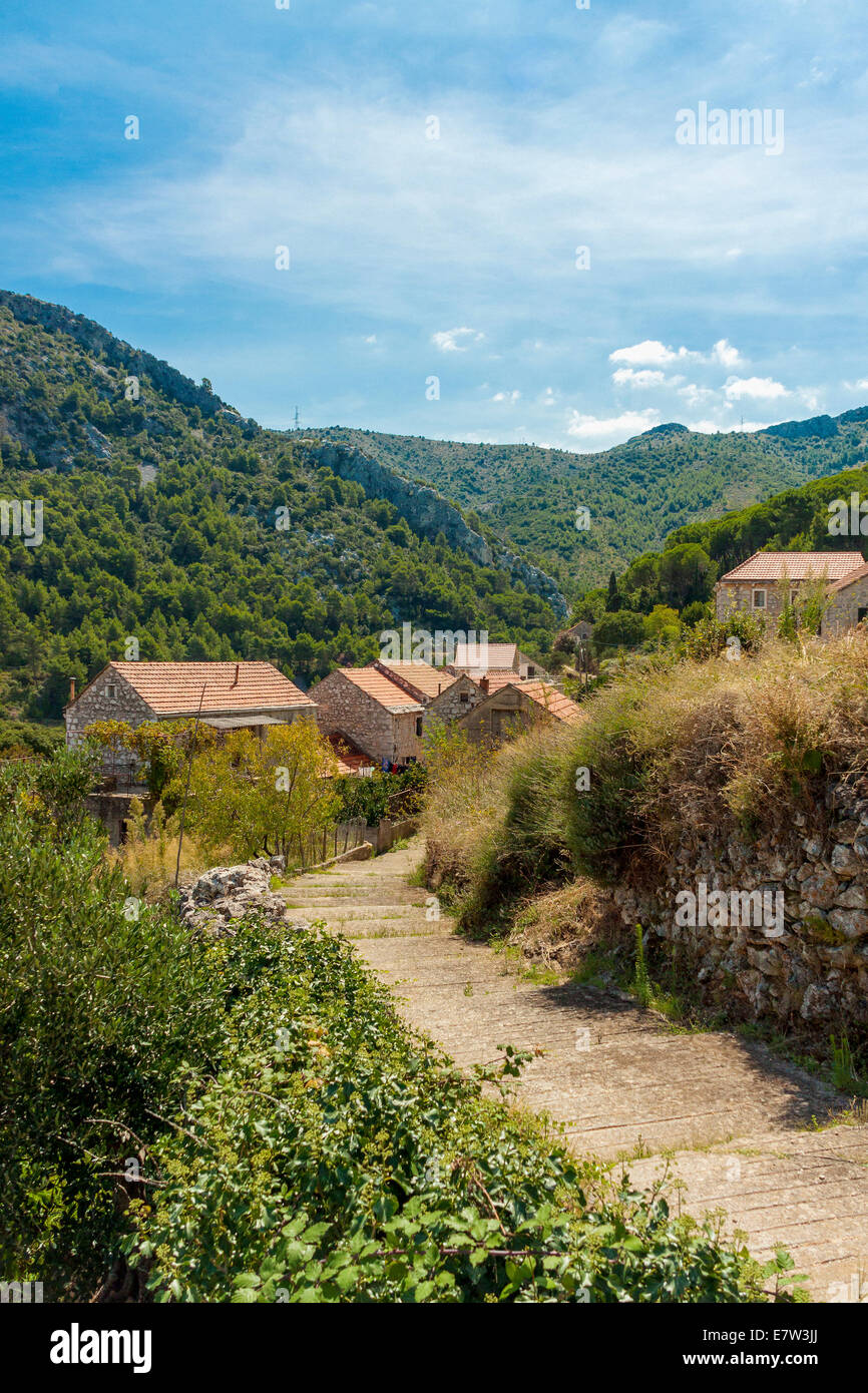 Gornje Pitve (Old or Upper Pitve) village on Hvar island, Croatia Stock ...