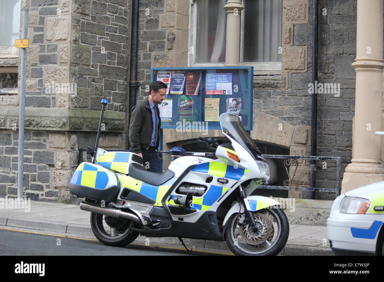 Richard Harrington "actor" filming Hinterland in Aberystwyth 2014 Stock ...