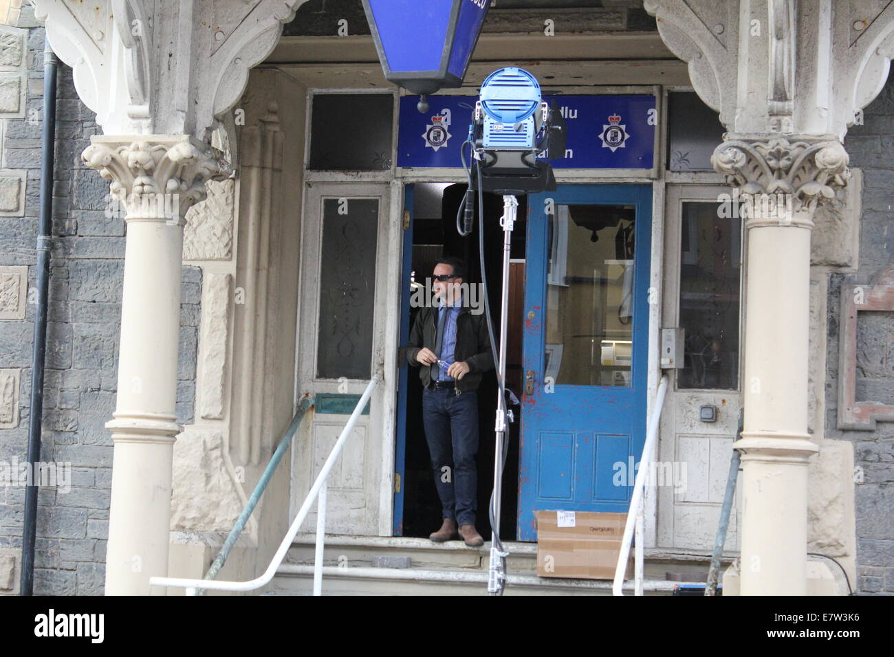 Richard Harrington "actor" filming Hinterland in Aberystwyth 2014 Stock ...