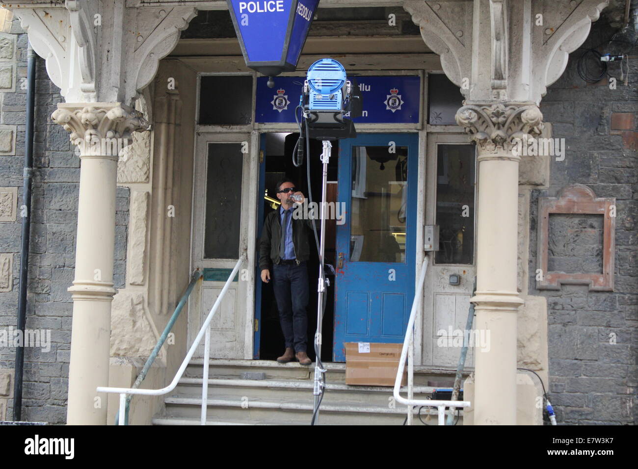 Richard Harrington "actor" filming Hinterland in Aberystwyth 2014 Stock ...