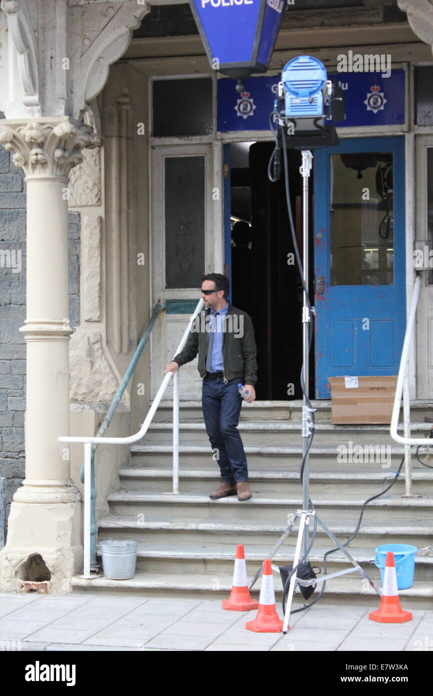 Richard Harrington "actor" filming Hinterland in Aberystwyth 2014 Stock ...