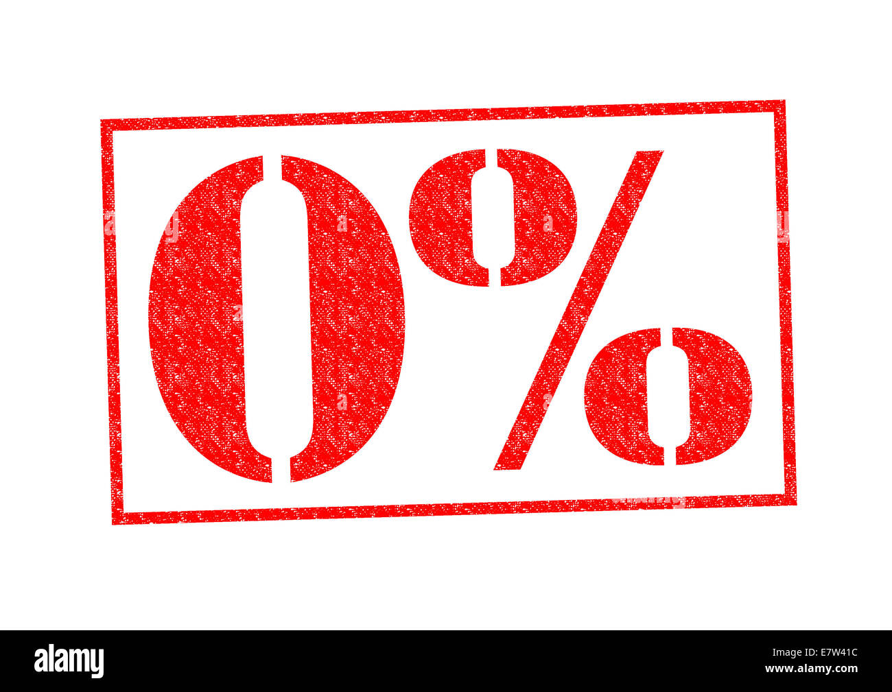 0% Rubber Stamp over a white background Stock Photo - Alamy