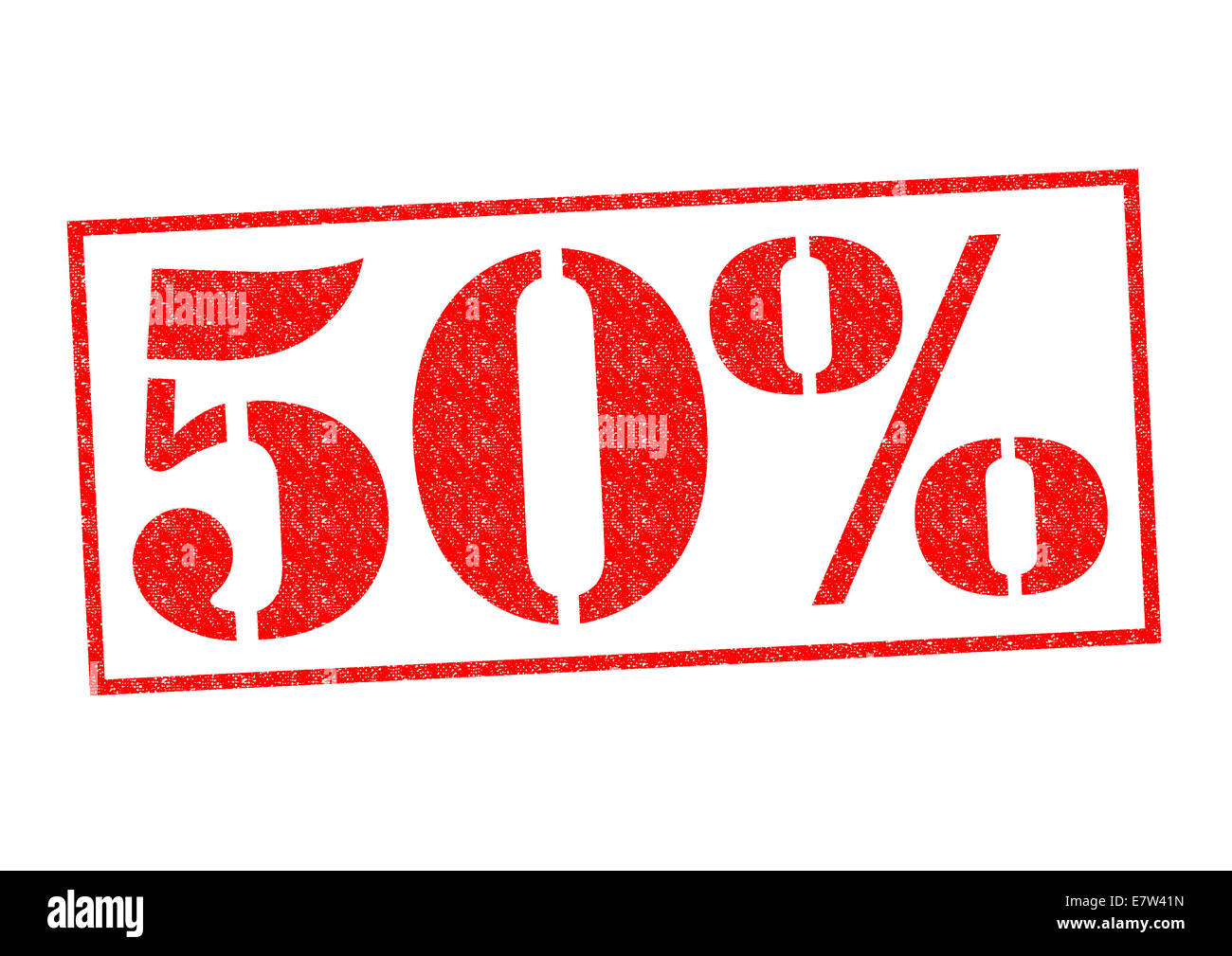 50% Rubber Stamp over a white background Stock Photo - Alamy