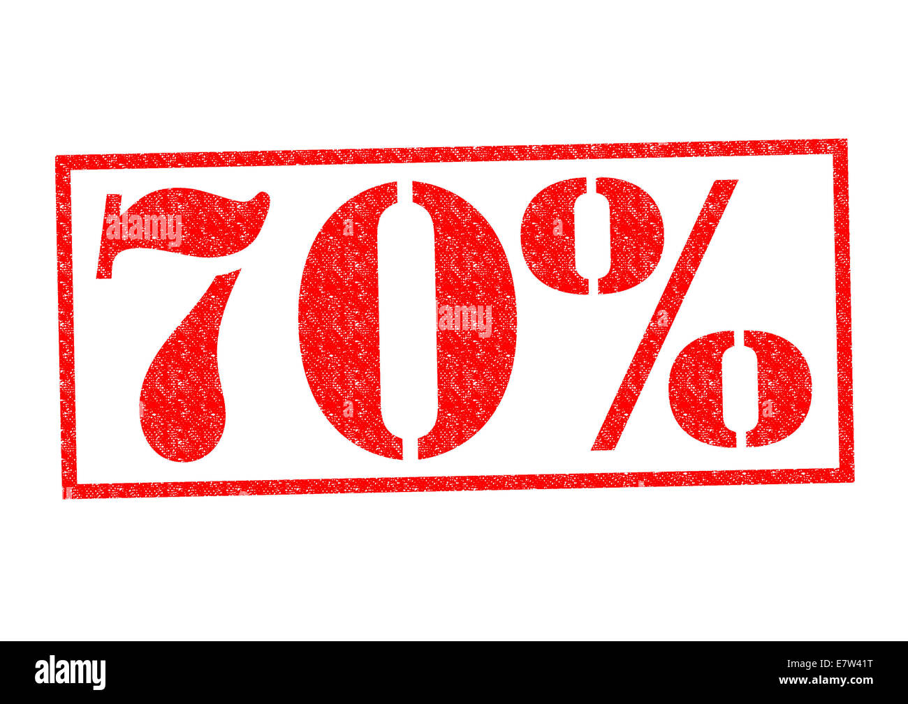 70% Rubber Stamp over a white background Stock Photo - Alamy