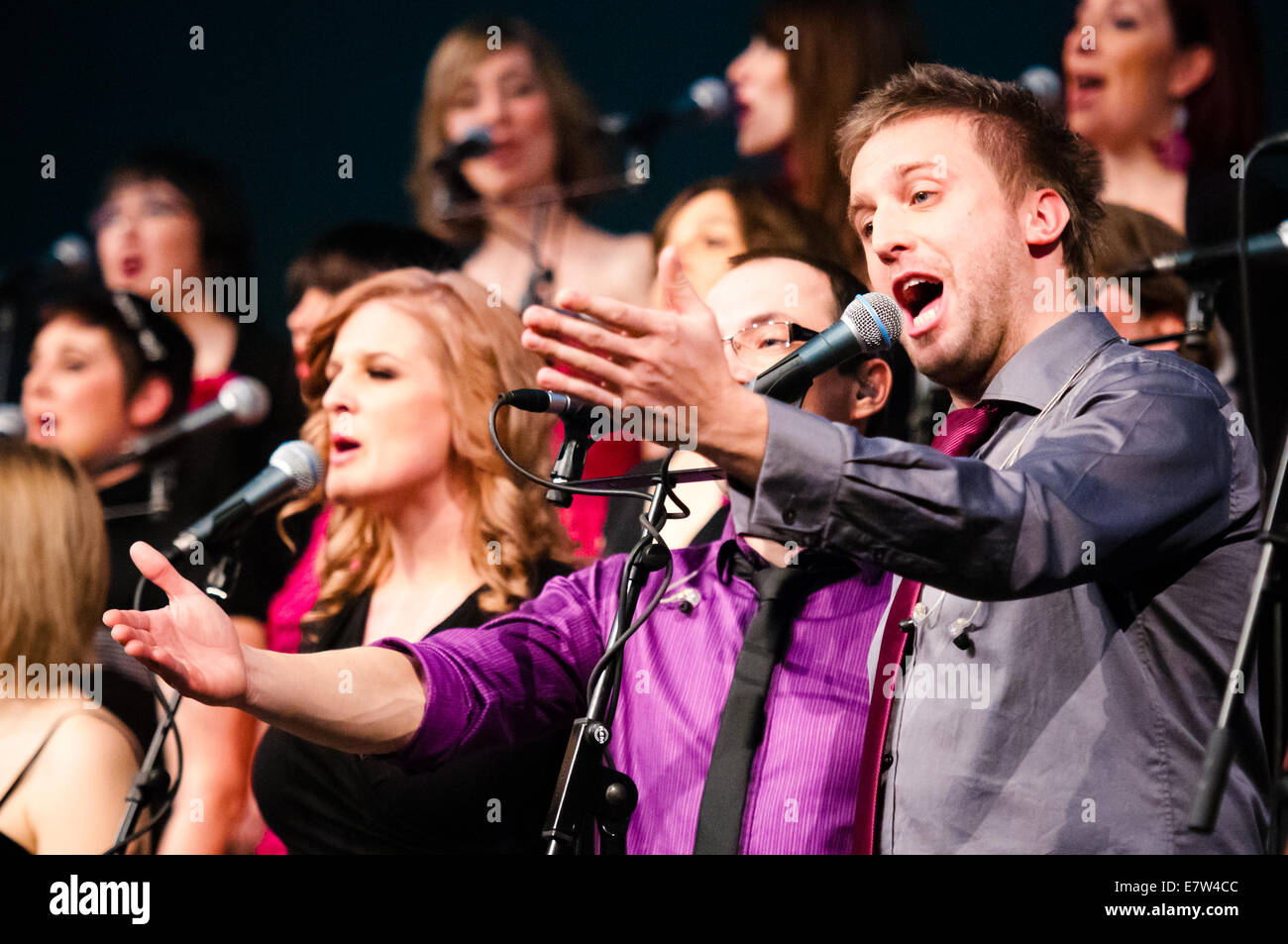 Perpetuum Jazzile, Slovenian a cappella musical group, performing at sold out concert in Dvorana ...