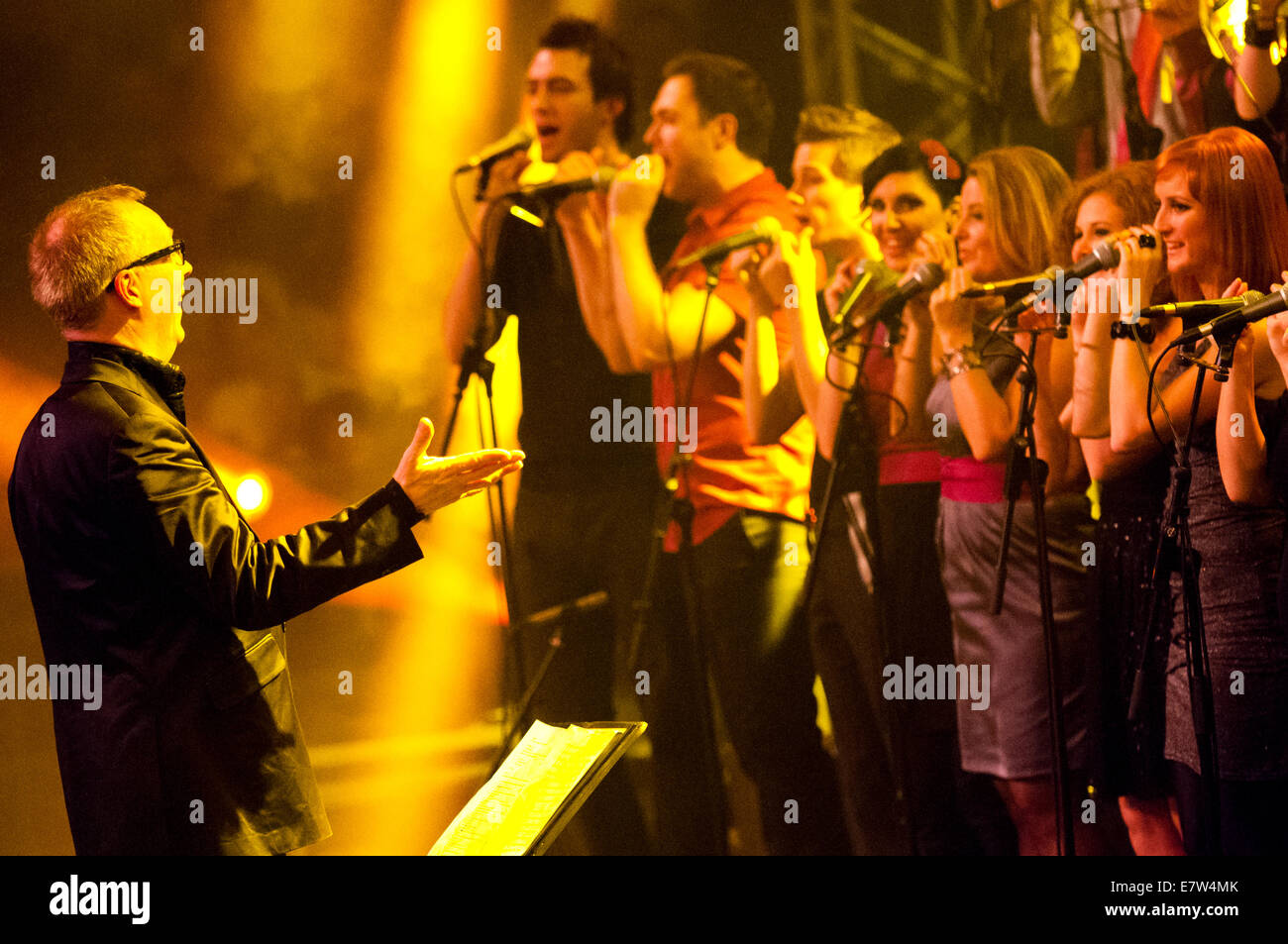 Perpetuum Jazzile, Slovenian a cappella musical group, performing at sold out concert in Dvorana ...