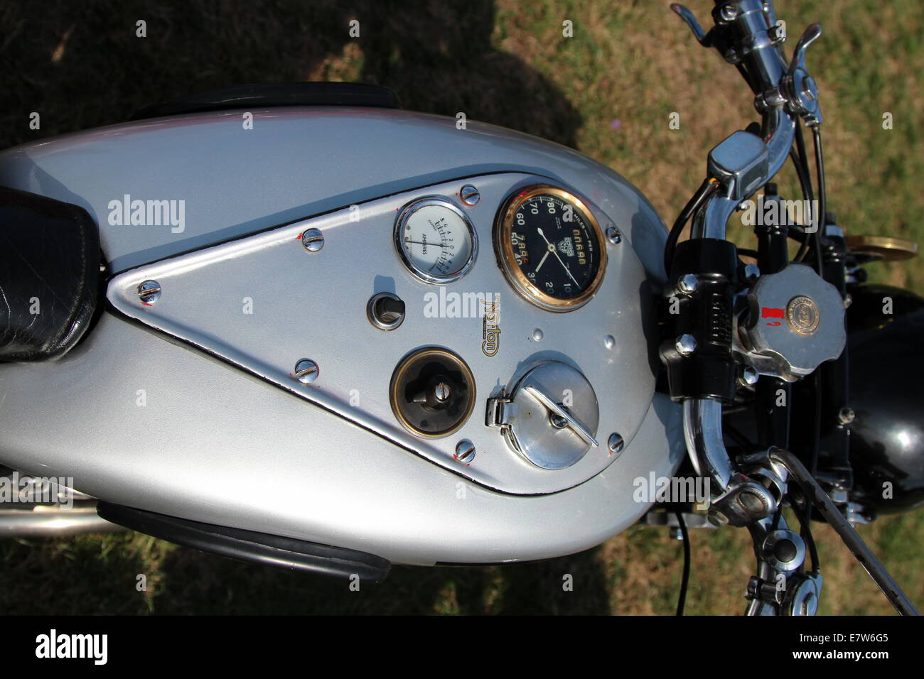 Petrol tank instrument panel on a Norton motorcycle Stock Photo - Alamy