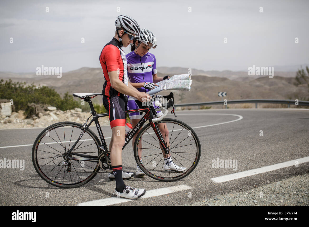 group of friends having relaxed day out cycling in the spanish ...