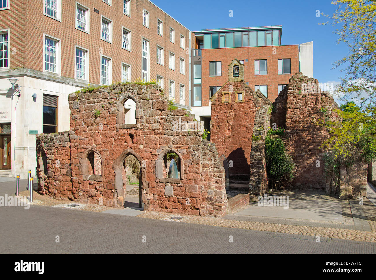 Ruins of the Medieval St Catherines Chapel and almshouses Exeter, which ...