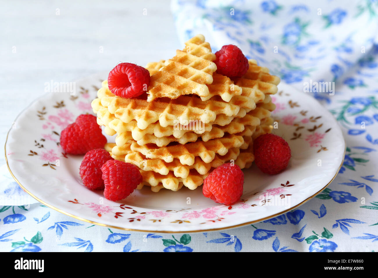 Sweet Waffles with Berries, closeup Stock Photo - Alamy