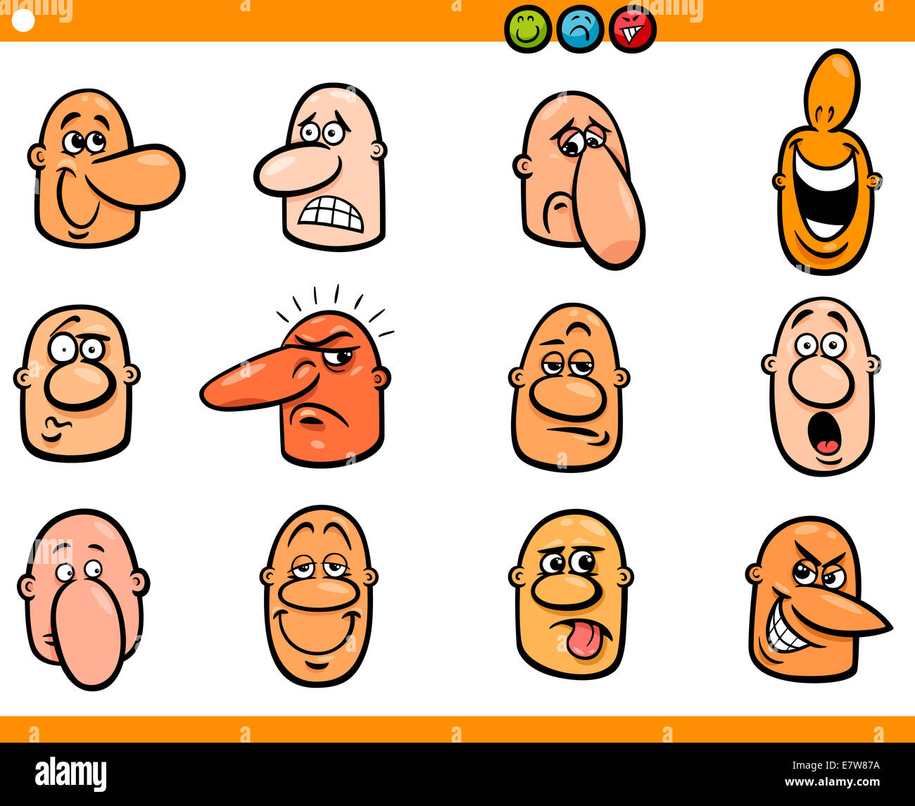 Cartoon Illustration of Funny People Expressing Emotions Set Stock ...