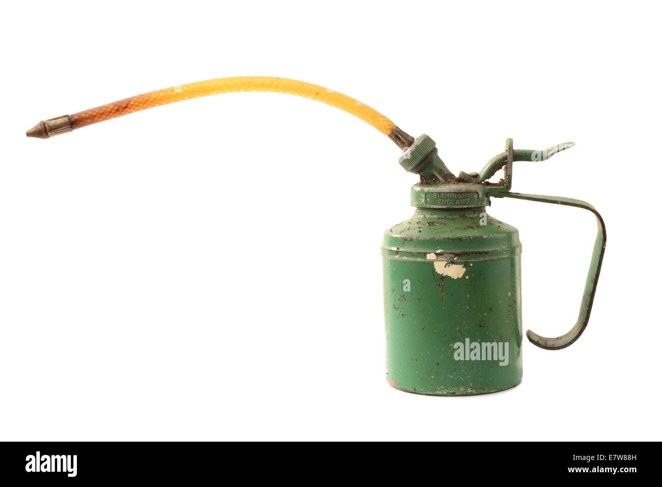 Single green oil can isolated on a white background Stock Photo - Alamy